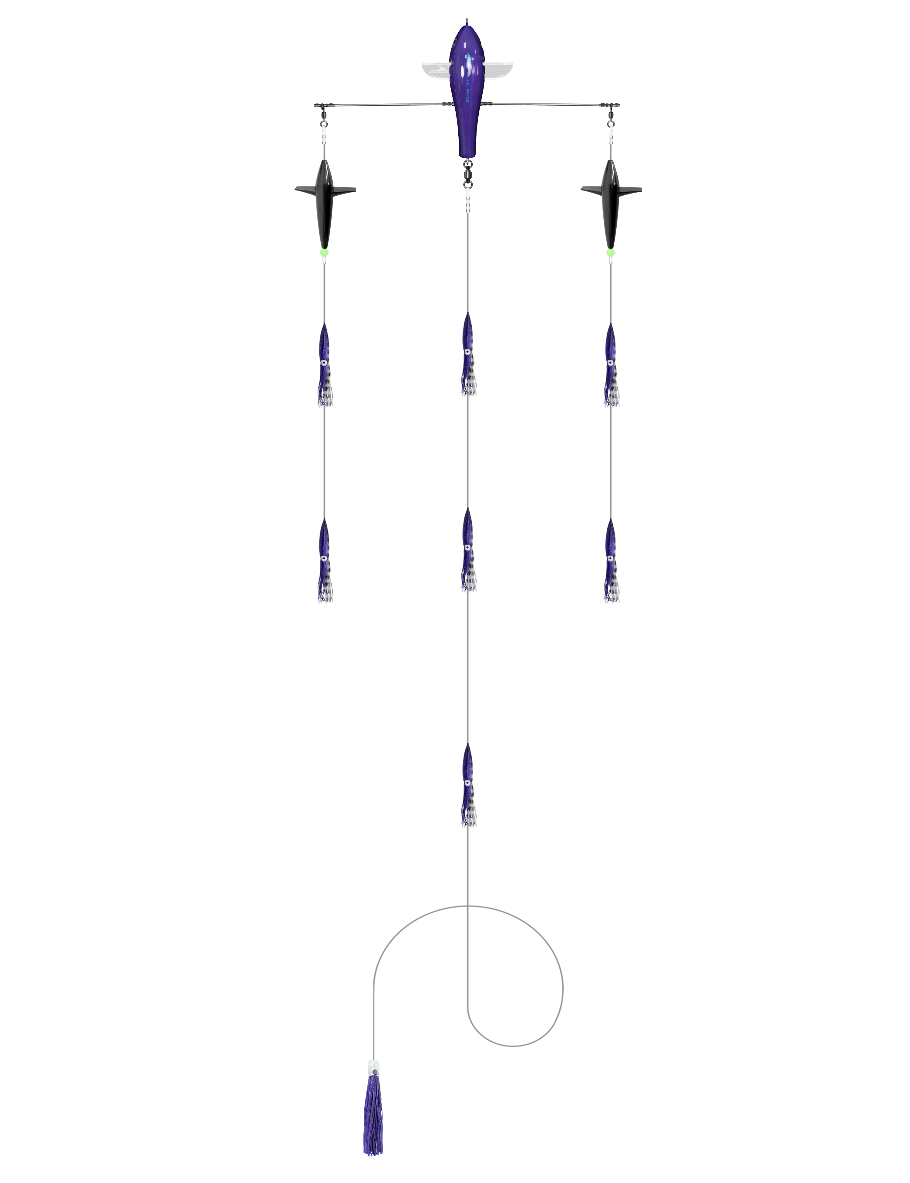 BLUEWING Center Canyon 18'' Spreader Bar with 6in/9in Squids, Trolling ...