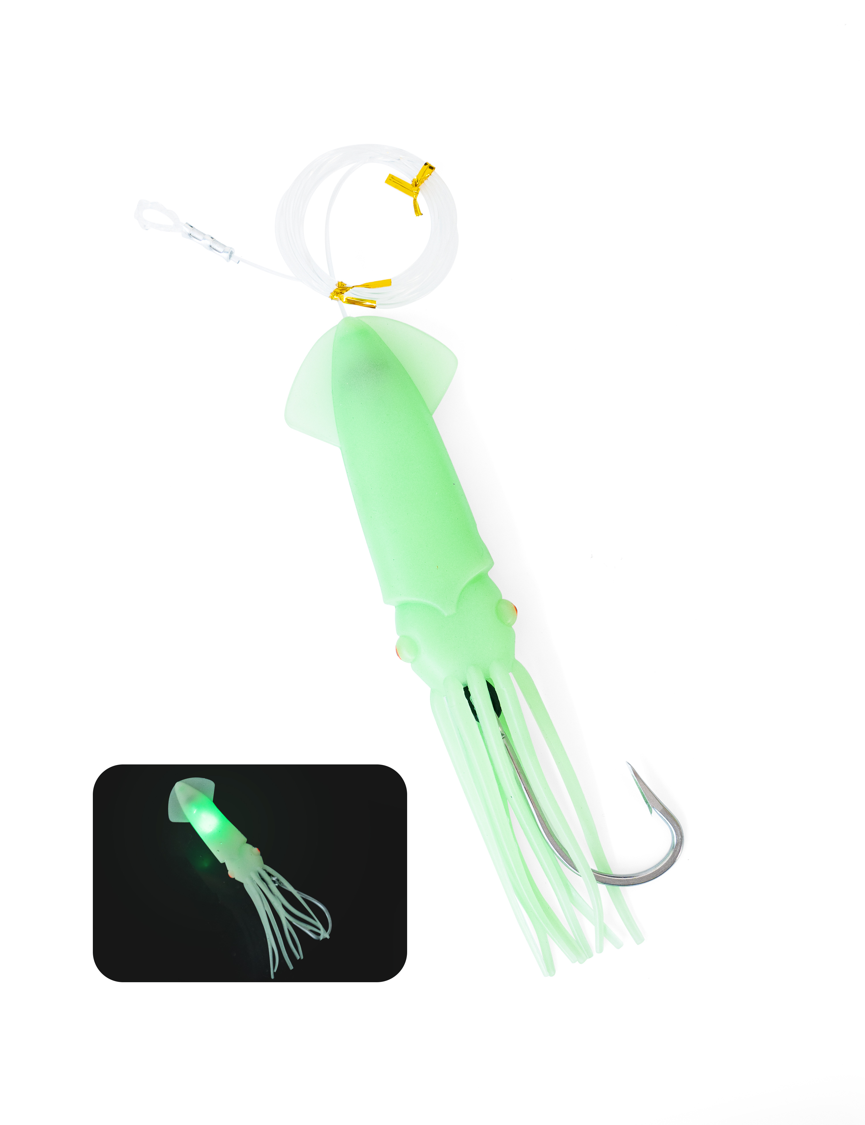 Water Activated Lighted Glow Squid Lure 9in/12in | Bloodydecks